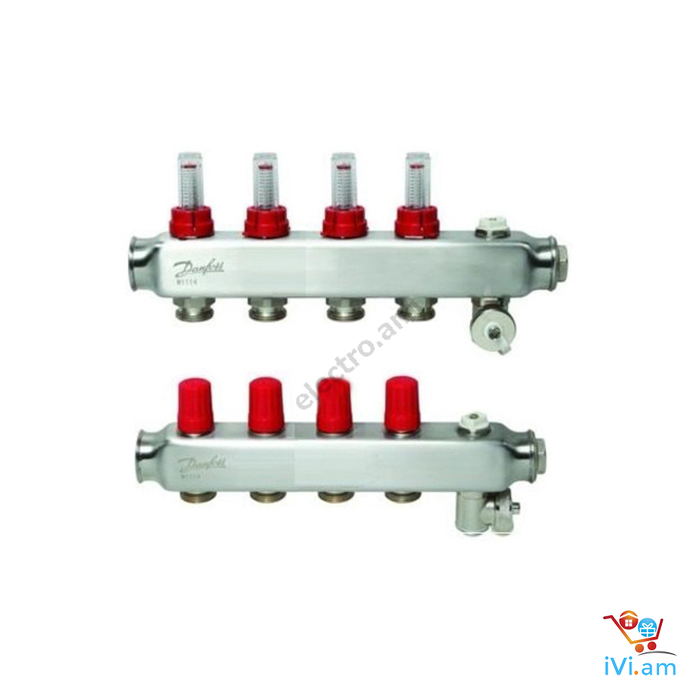 Коллектор из нержавеющей стали с расходомерами - Danfoss Manifold 4+4 ...